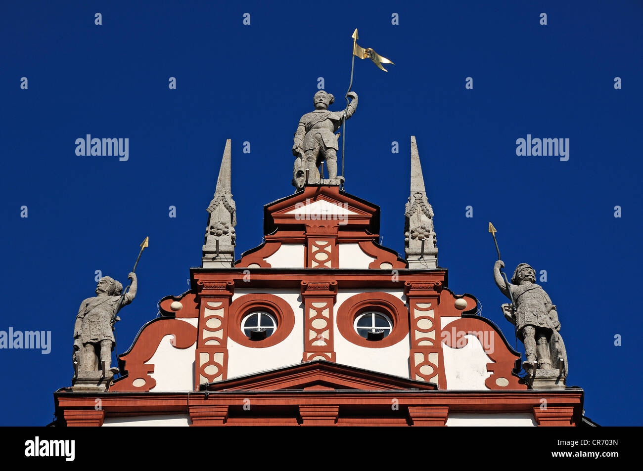 Sculptural finials on the gable of a townhouse, Renaissance building ...