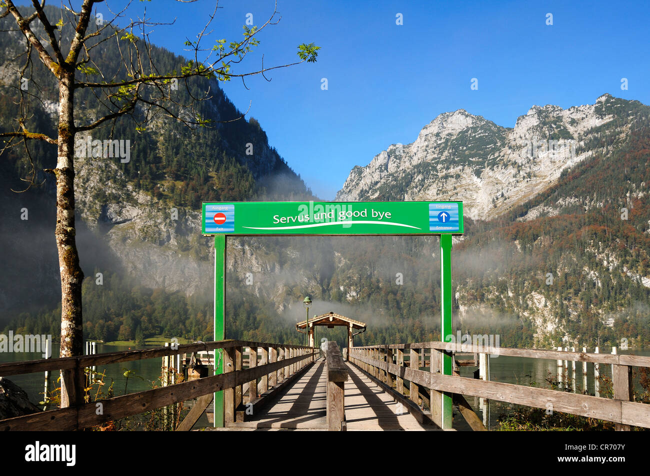 Landing stage, Salet on lake Koenigssee, Upper Bavaria, Bavaria ...