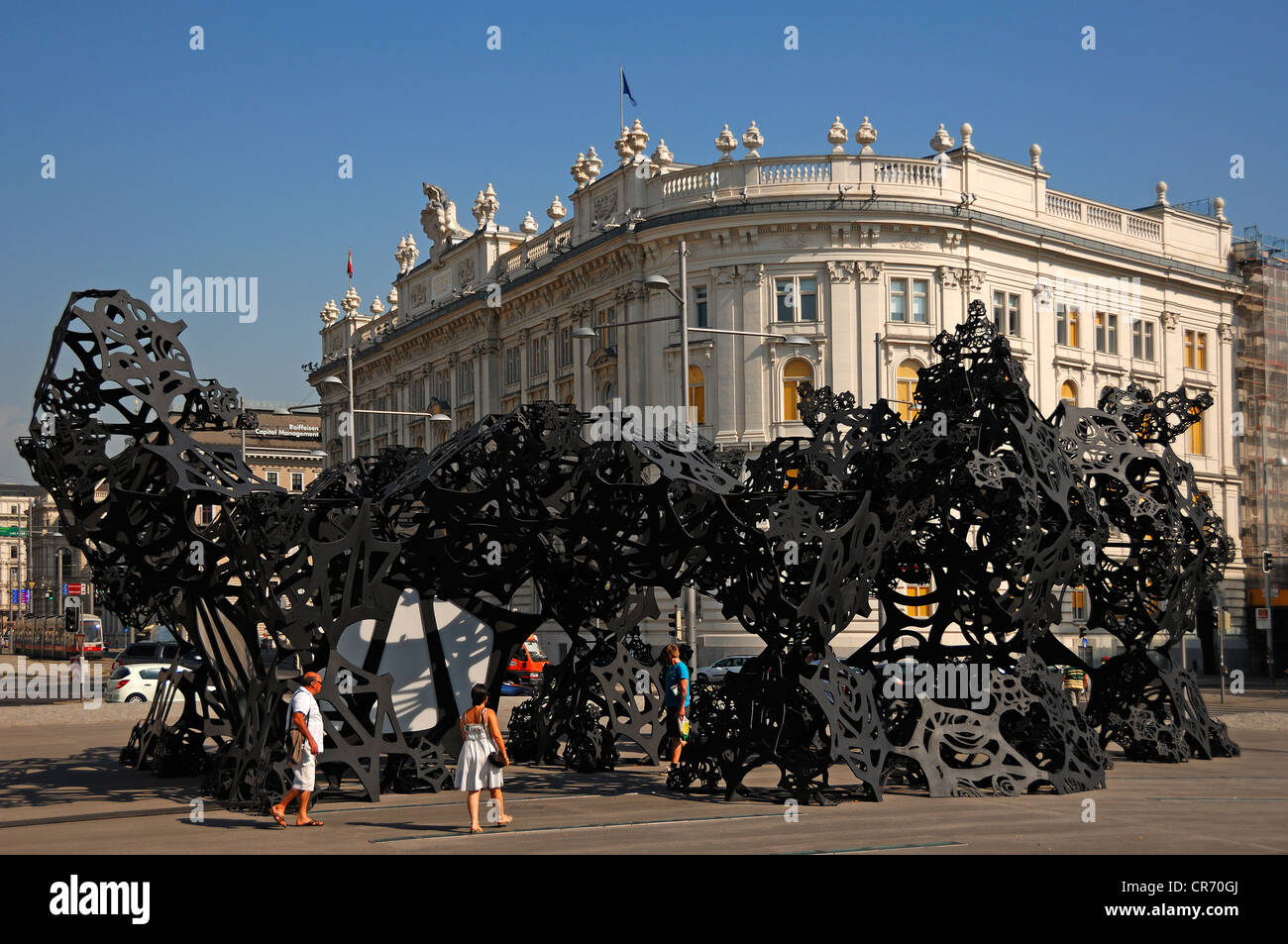 Modern sculpture on Schwarzenbergplatz square, Vienna, Austria, Europe ...