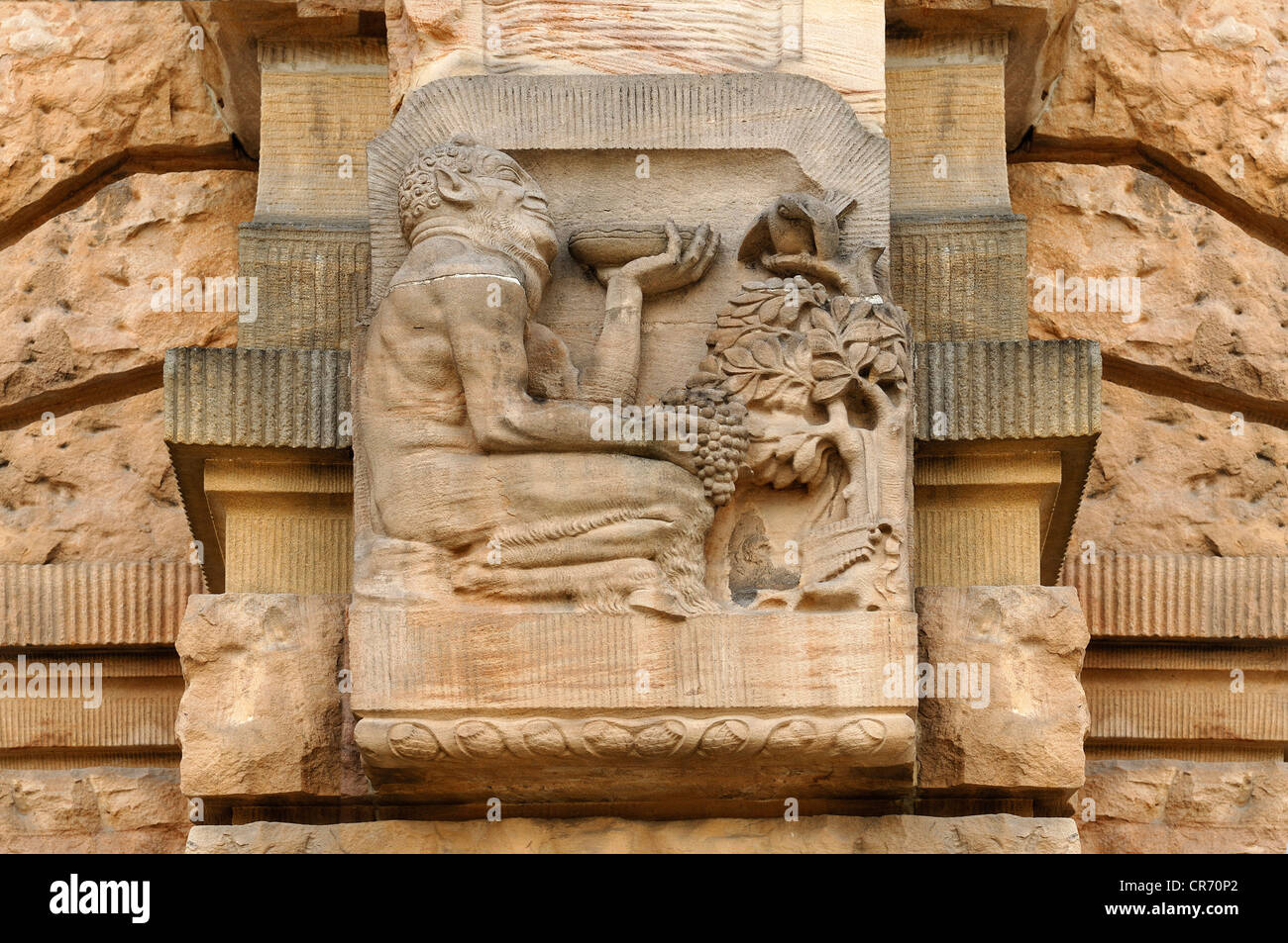 Relief, man with grapes, Stadttheater Freiburg theatre, built in 1905 ...