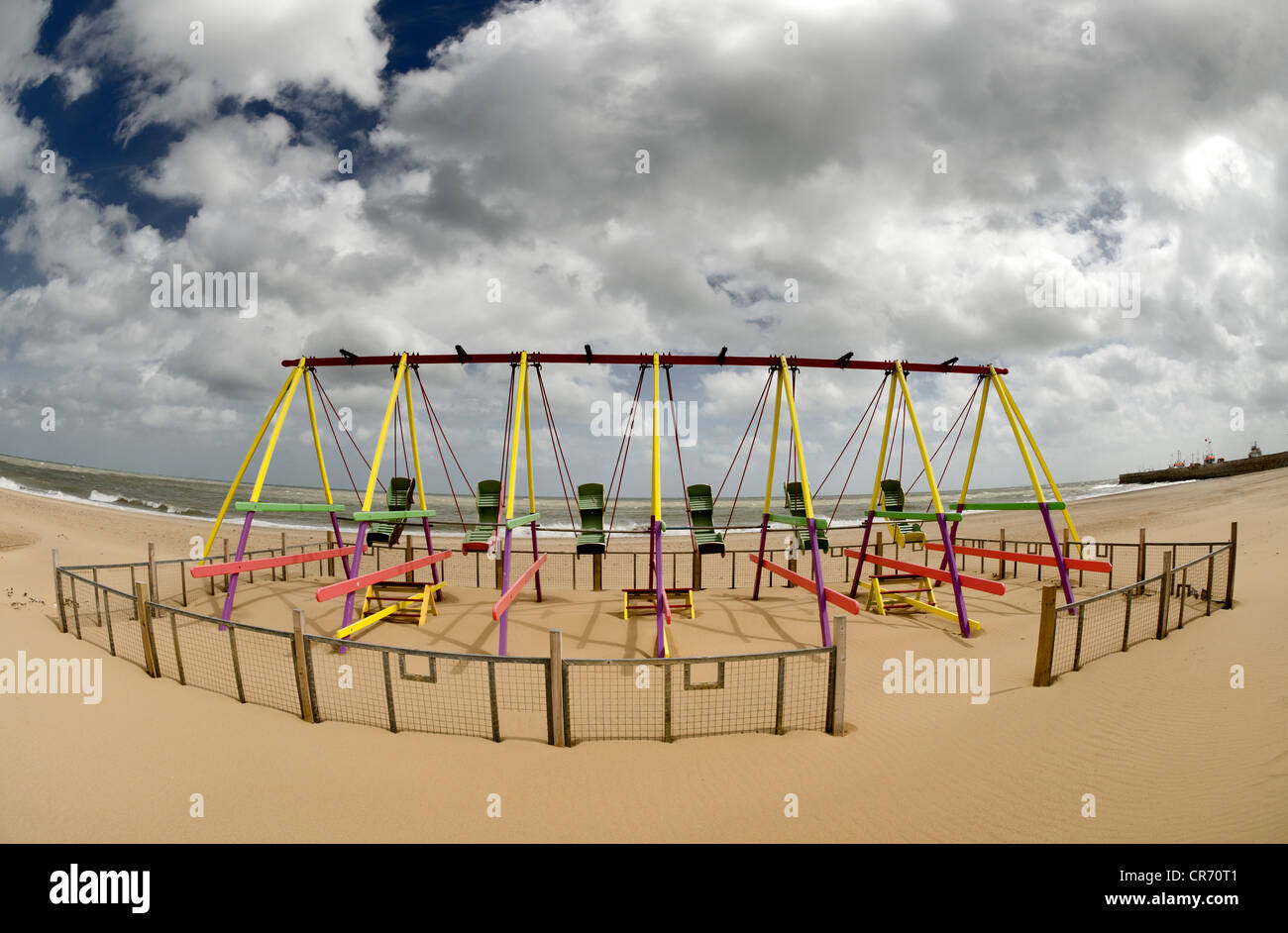 Beach swings and rides at Margate beach Kent UK Stock Photo - Alamy