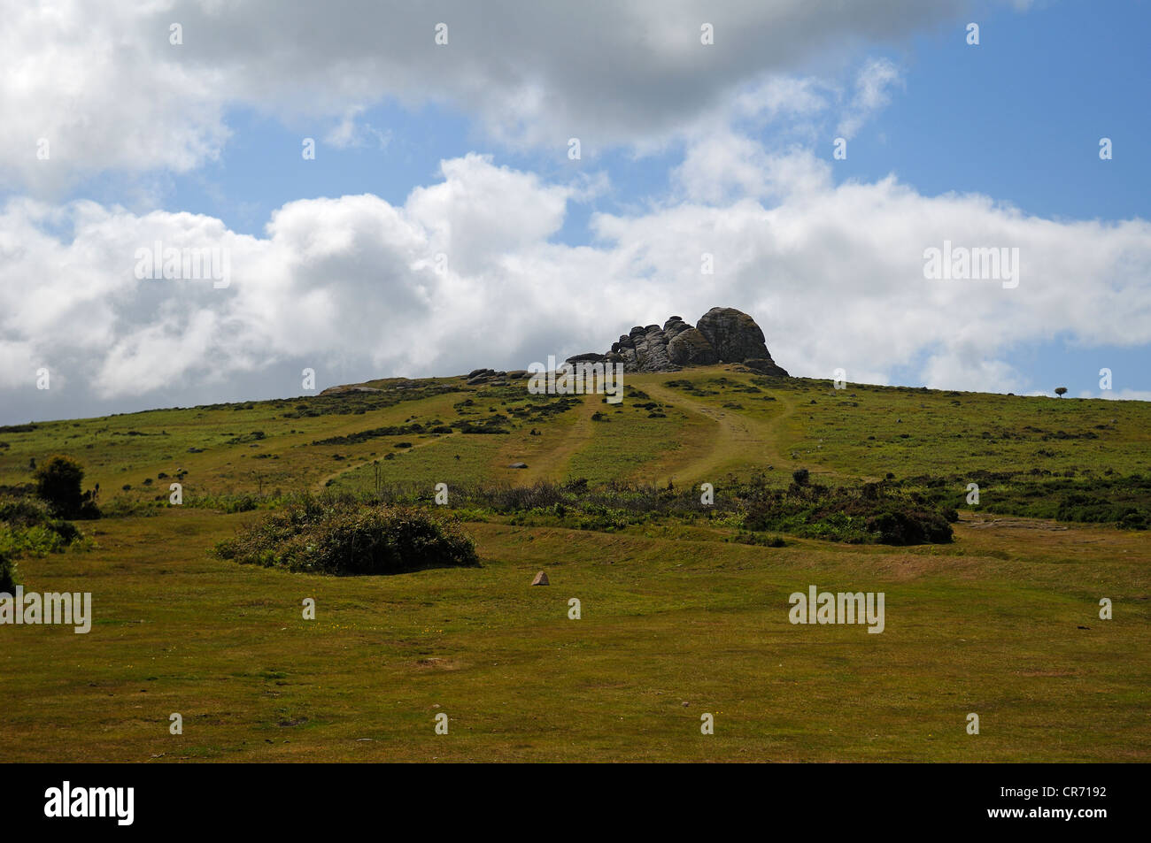 "Haytor Dartmoor", famous outlook, large granite rocks on a hill ...