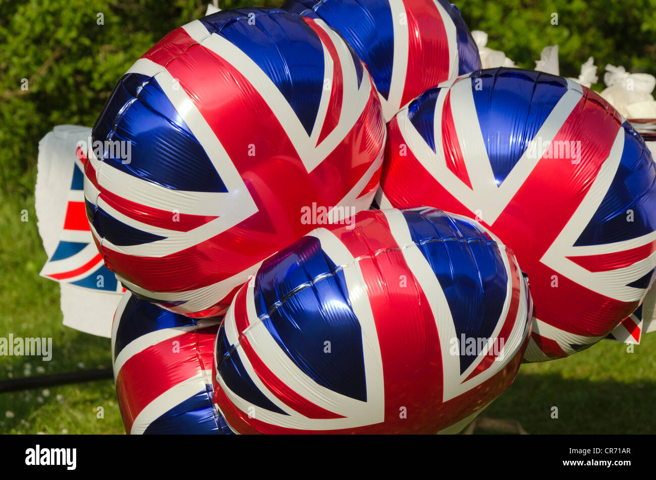 A bunch of balloons in the colours of the UK national flag, the Union ...