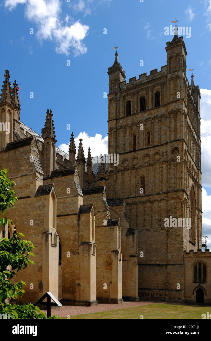 Exeter Cathedral, 13th Century, side view, Exeter, Devon, England ...