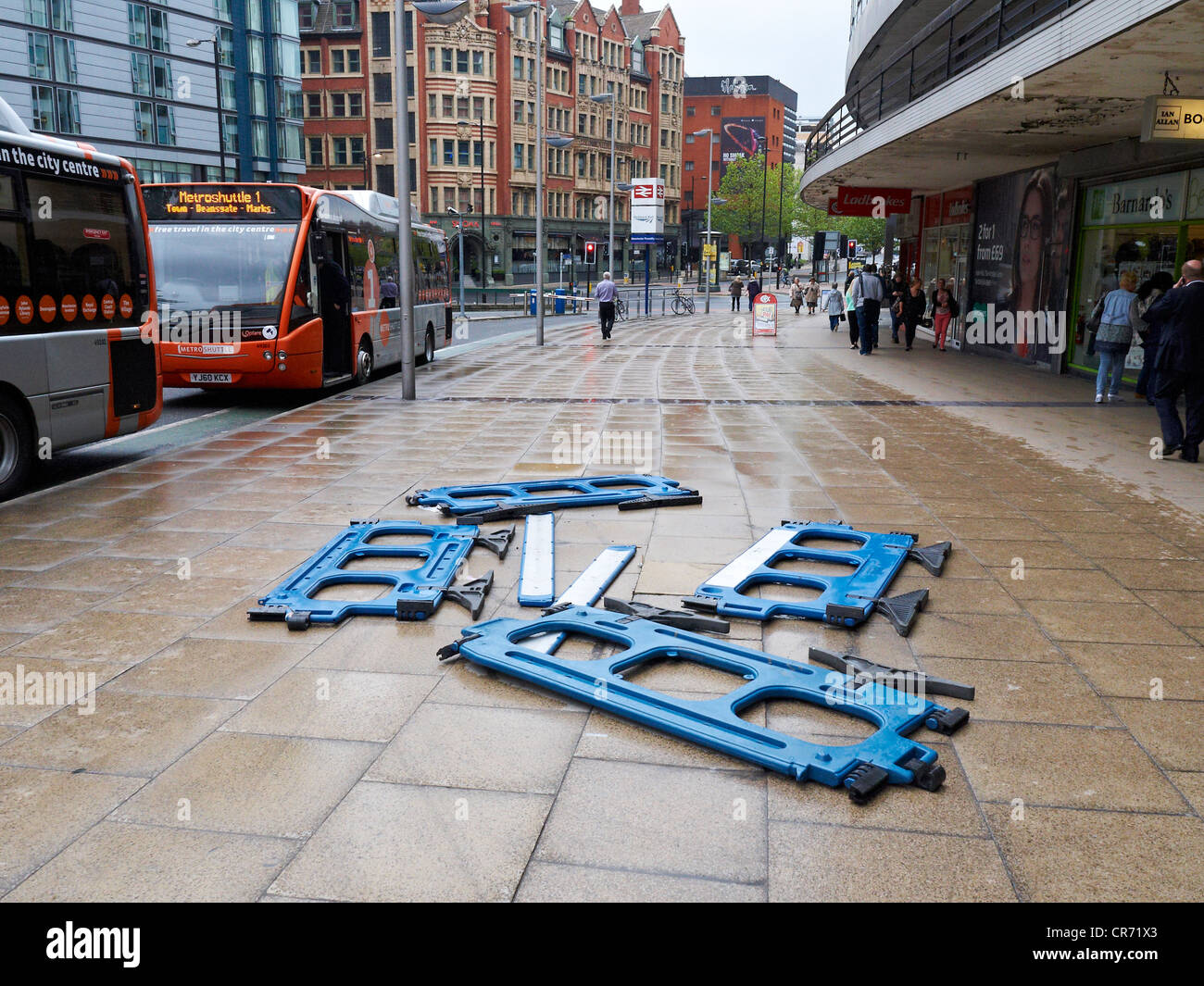 Collapsed roadwork protection on Piccadilly station approach in ...