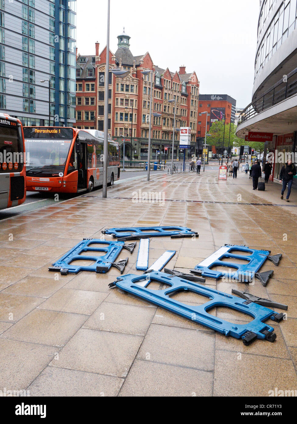 Collapsed roadwork protection on Piccadilly station approach in ...