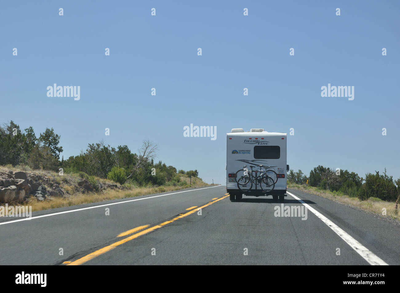 RV on the scenic road, USA Stock Photo - Alamy