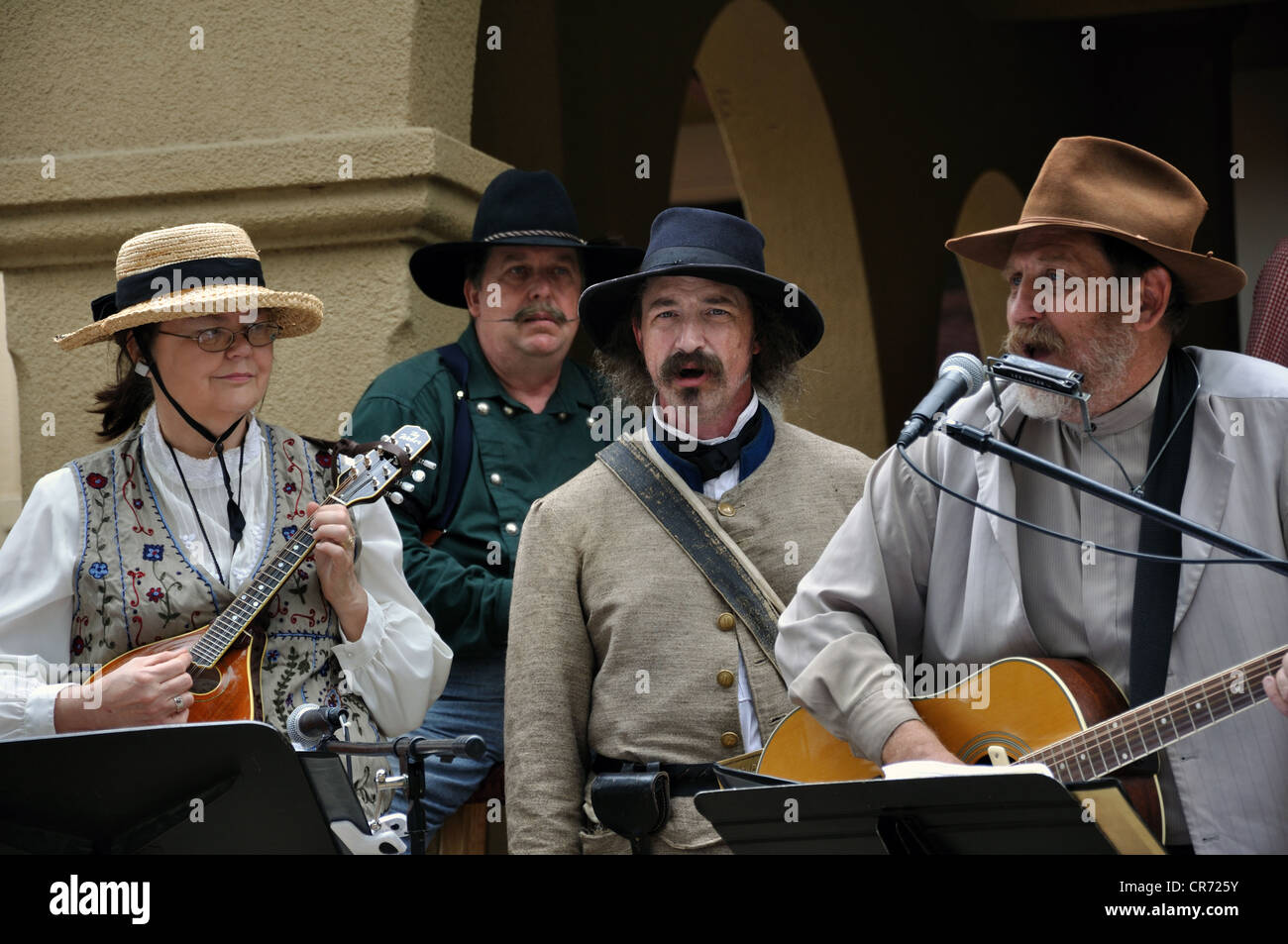 Old West frontier reenactment in Fort Worth, Texas, USA - music band ...