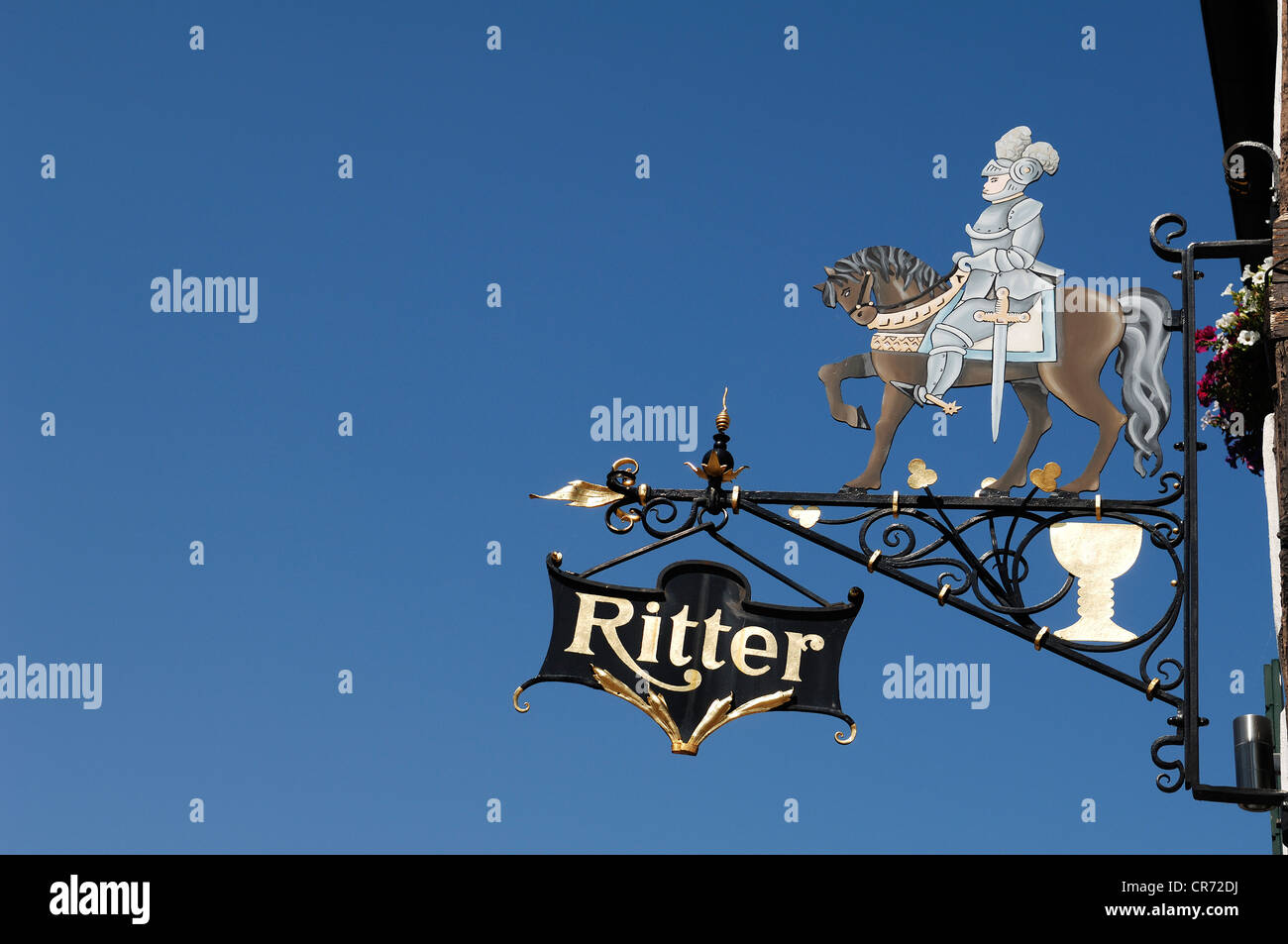 "Ritter" hotel sign, Baden Wine Route, Durbach, Baden-Wuerttemberg ...