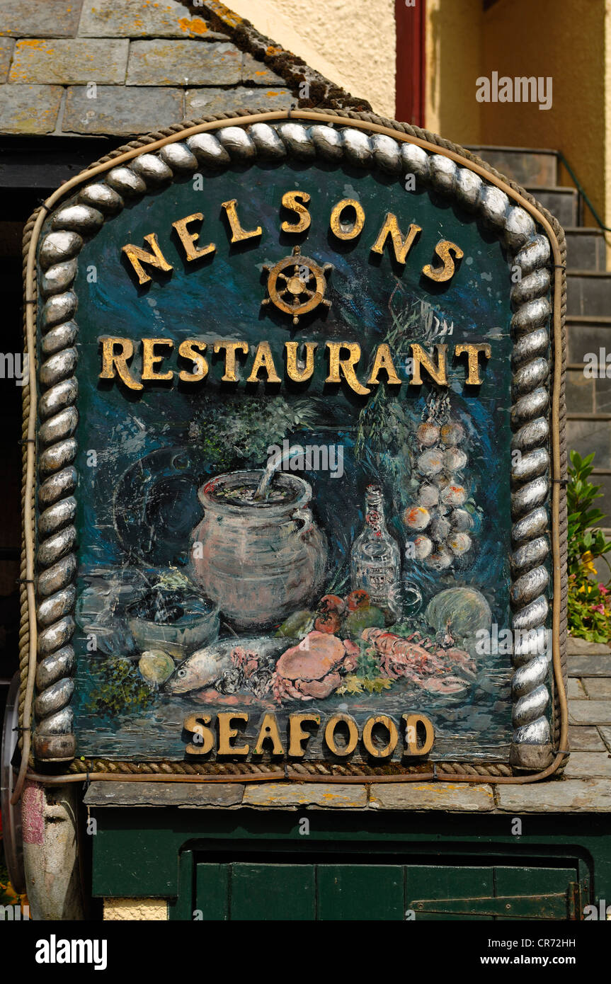 Restaurant sign, Nelson's Restaurant, Saxon Bridge, Big Green, Polperro ...