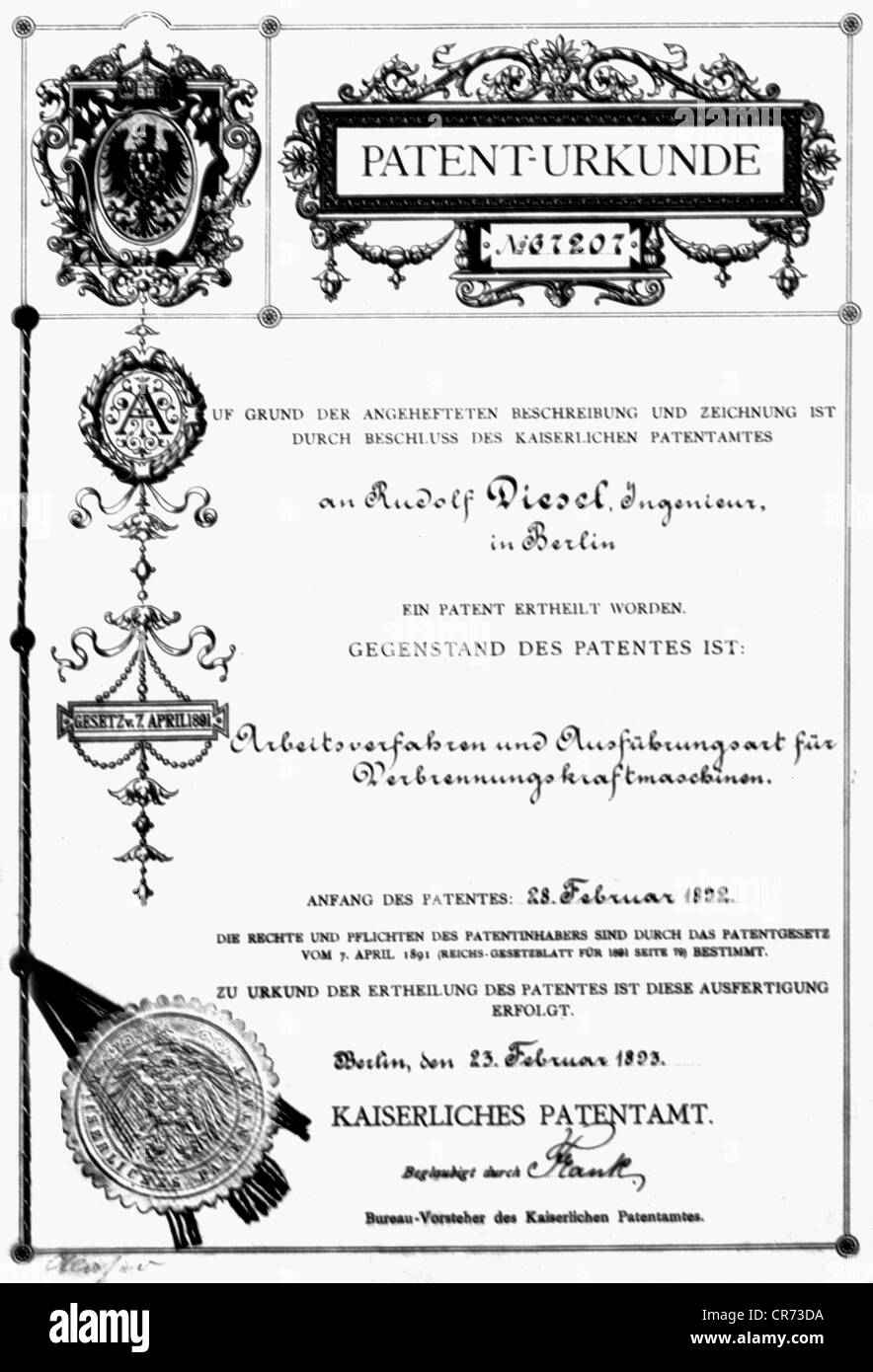 Diesel, Rudolf, 18.3.1858 - 29.9.1913, German engineer and inventor ...