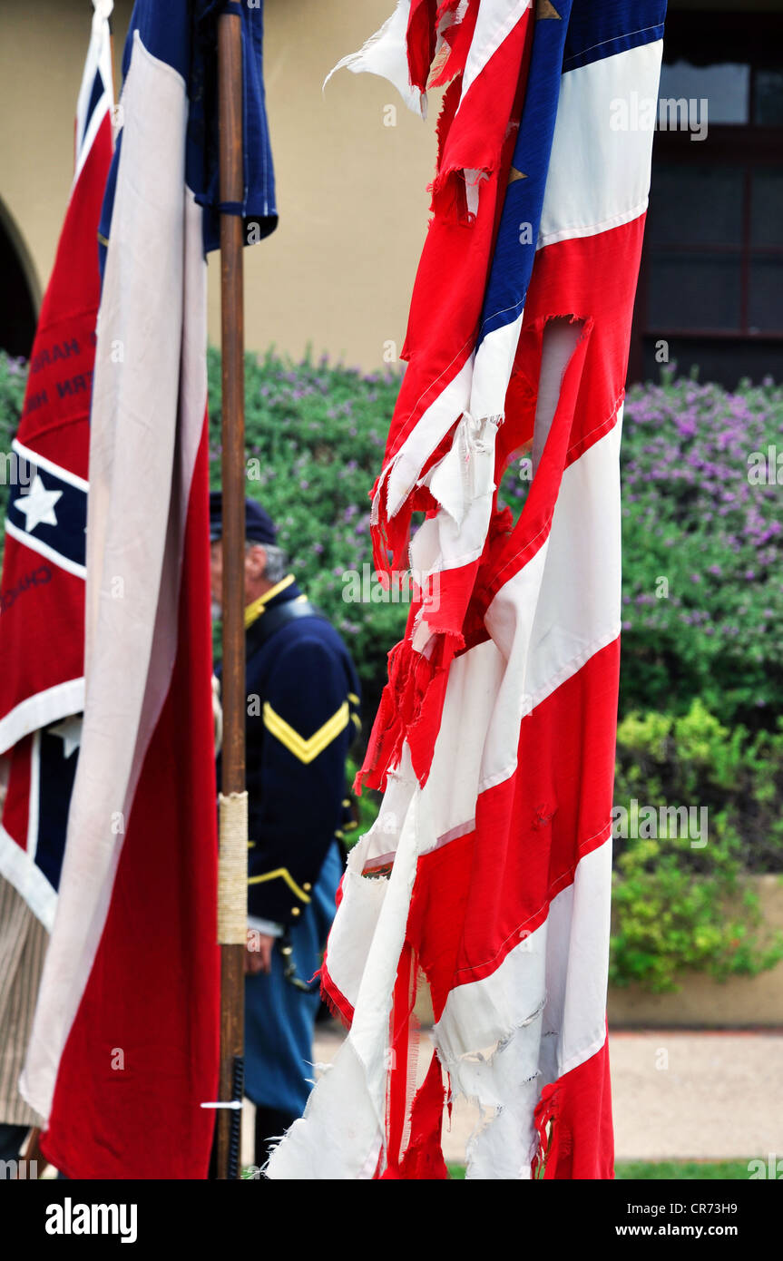 Old American flag, torn in battles Stock Photo - Alamy