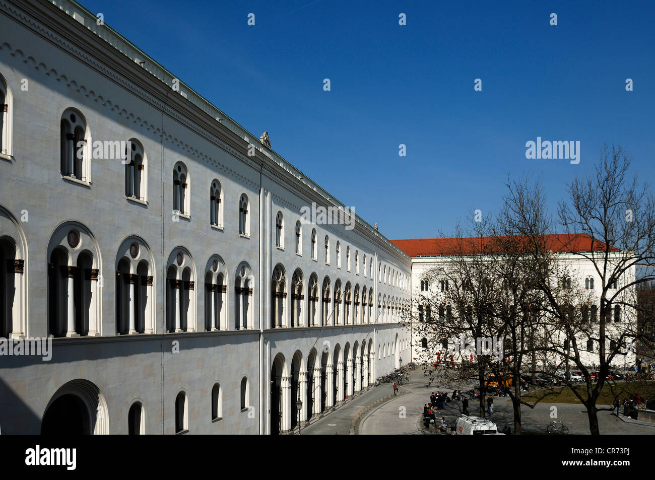 Entrance facade of Ludwig-Maximilians-Universitaet university, 1840 ...