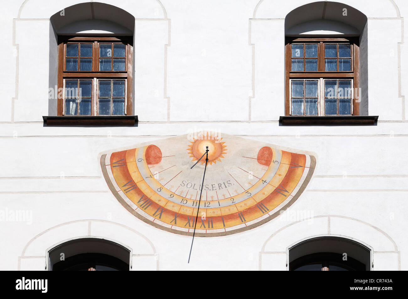 Sundial on the old castle of Herrenchiemsee, Upper Bavaria, Germany ...