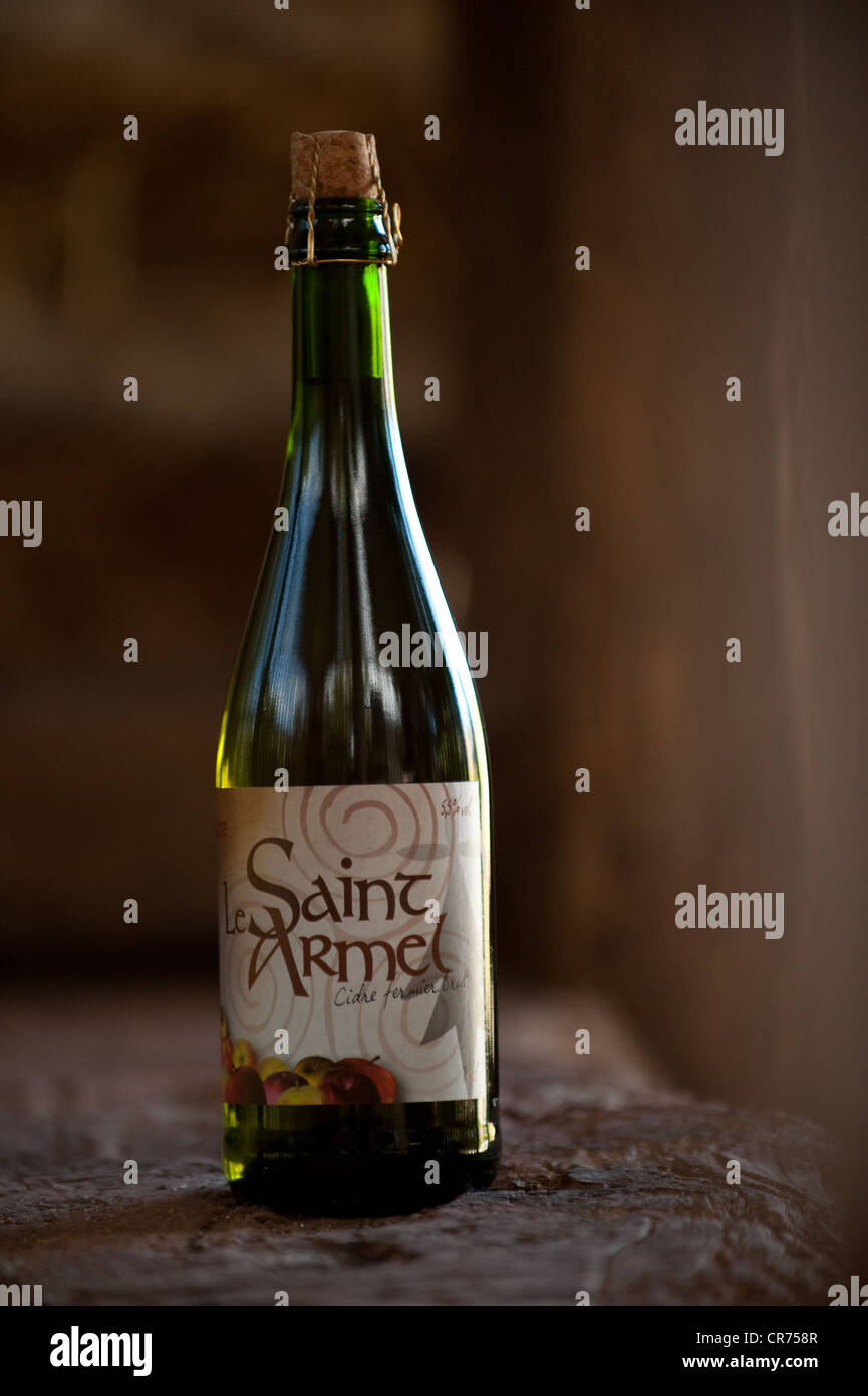 France, Morbihan, Le Hezo, Musee du Cidre (Cider Museum), bottle of ...