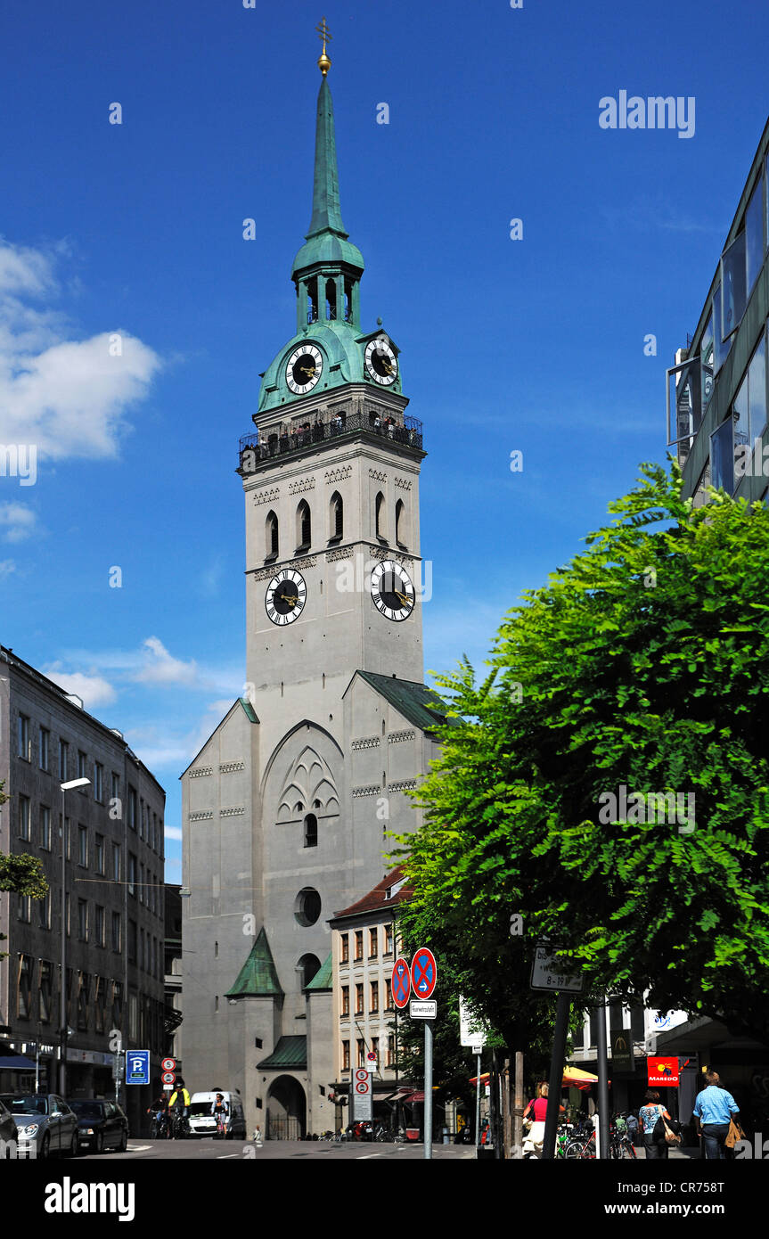 Sankt-Peter-Kirche church or Old Peter, Rindermarkt 1, Munich, Bavaria ...