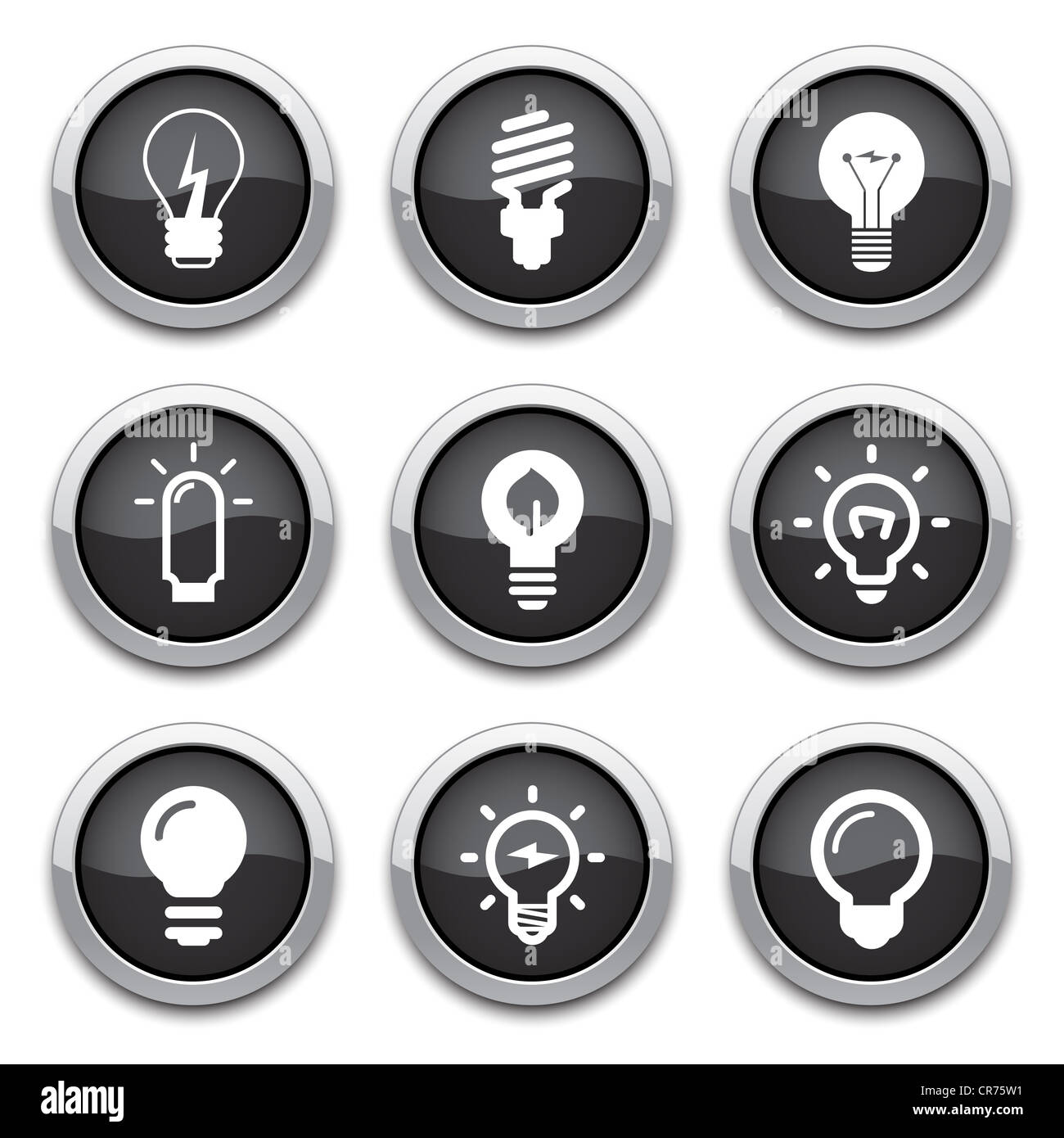 black shiny light bulb buttons Stock Photo - Alamy