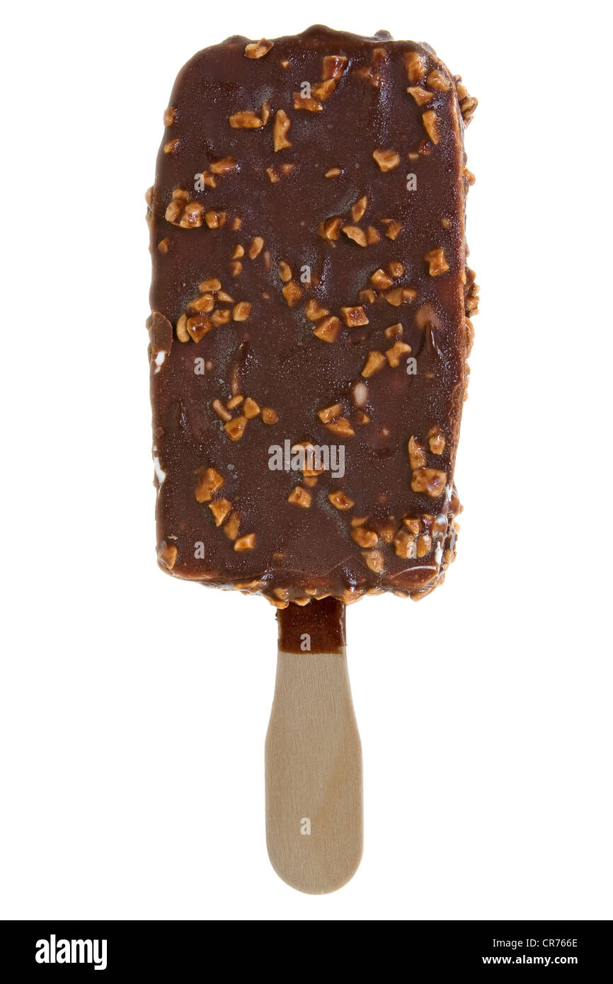 ice cream covered with chocolate and almonds Stock Photo - Alamy