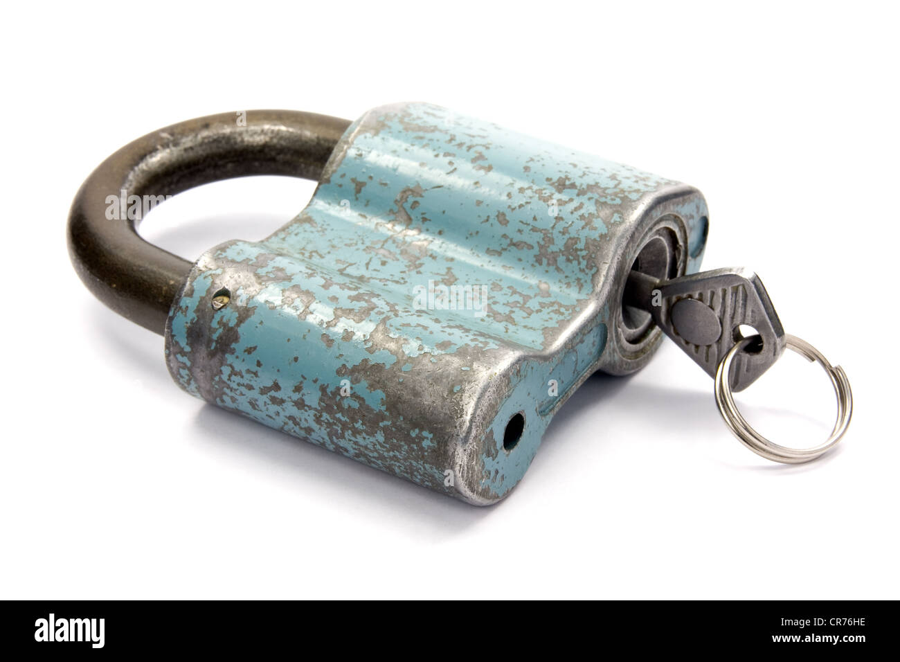 padlock with key over a white background Stock Photo - Alamy