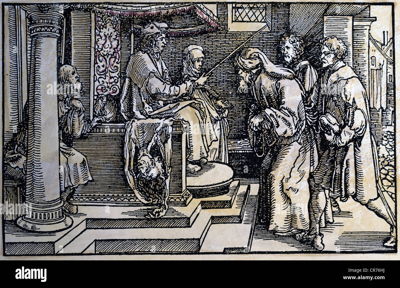 Cambyses II, Persian king, half length, during a unjust judgement, "no ...