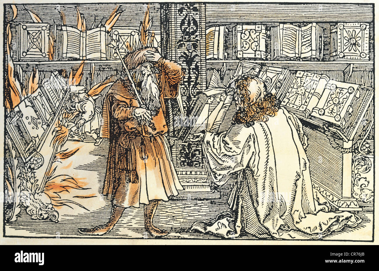 With his burning library of alexandria hi-res stock photography and ...