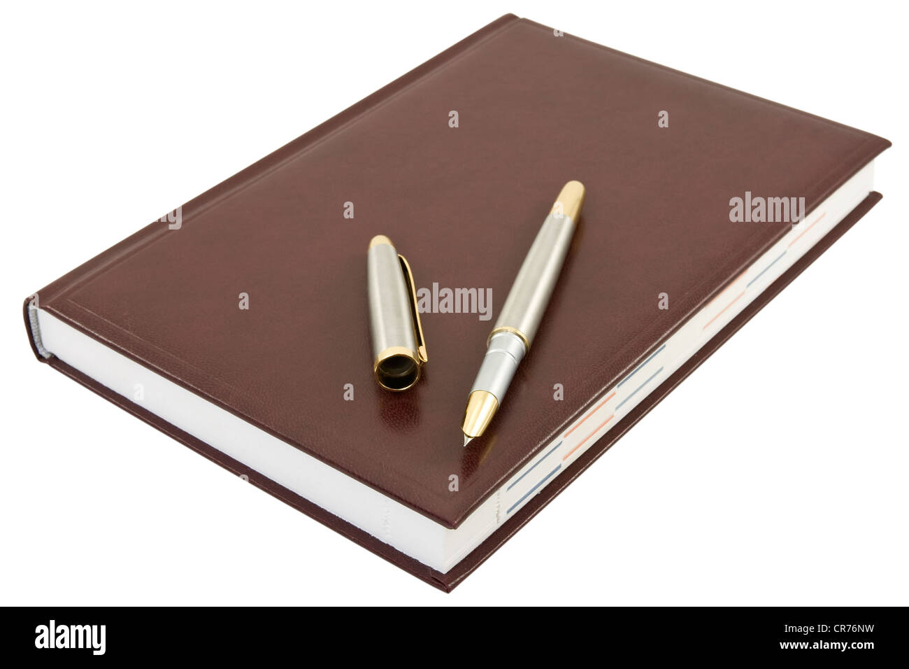 ink pen and book isolated on white background Stock Photo - Alamy