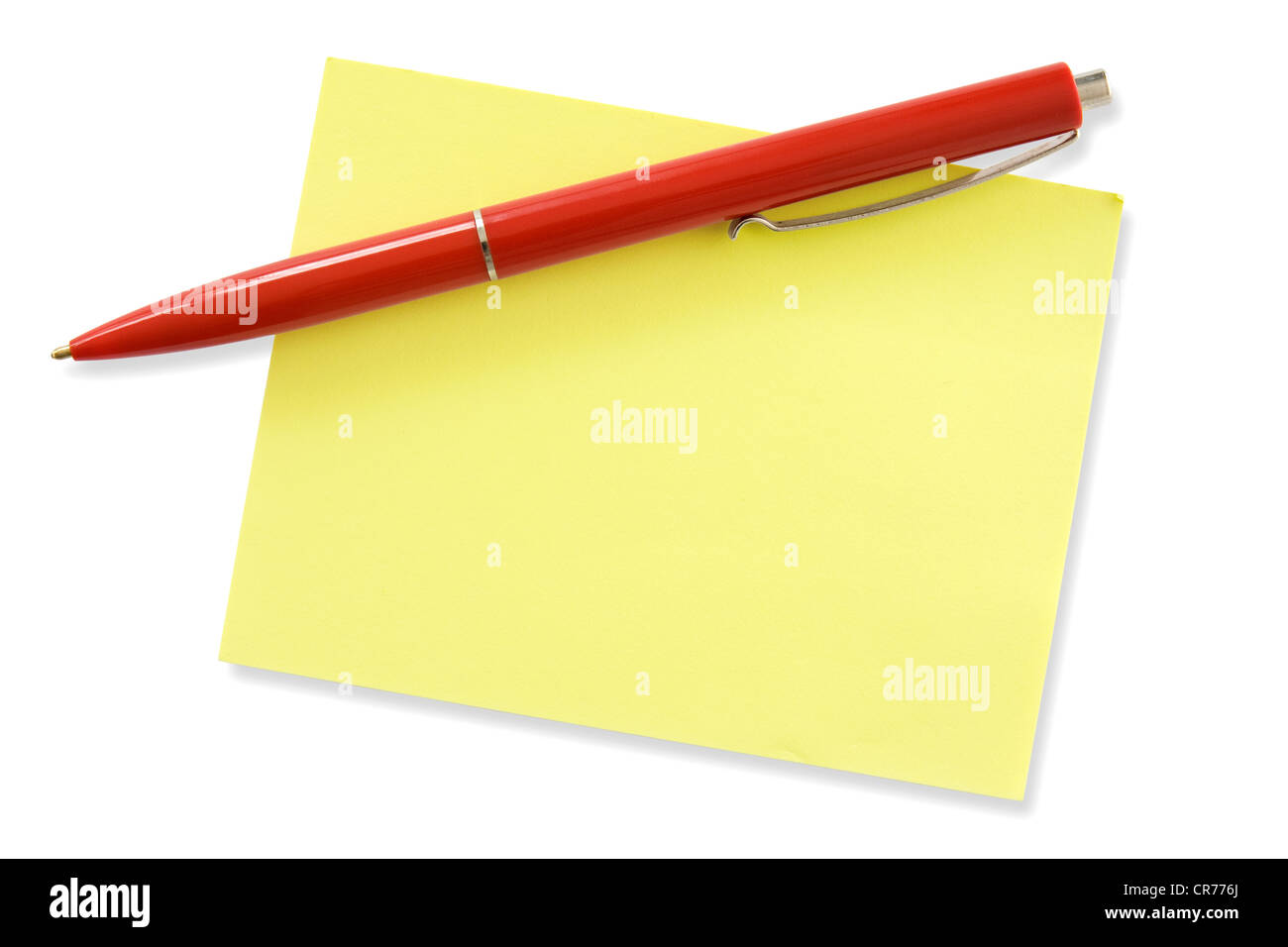 red pen and yellow memo. ready for your own message Stock Photo - Alamy