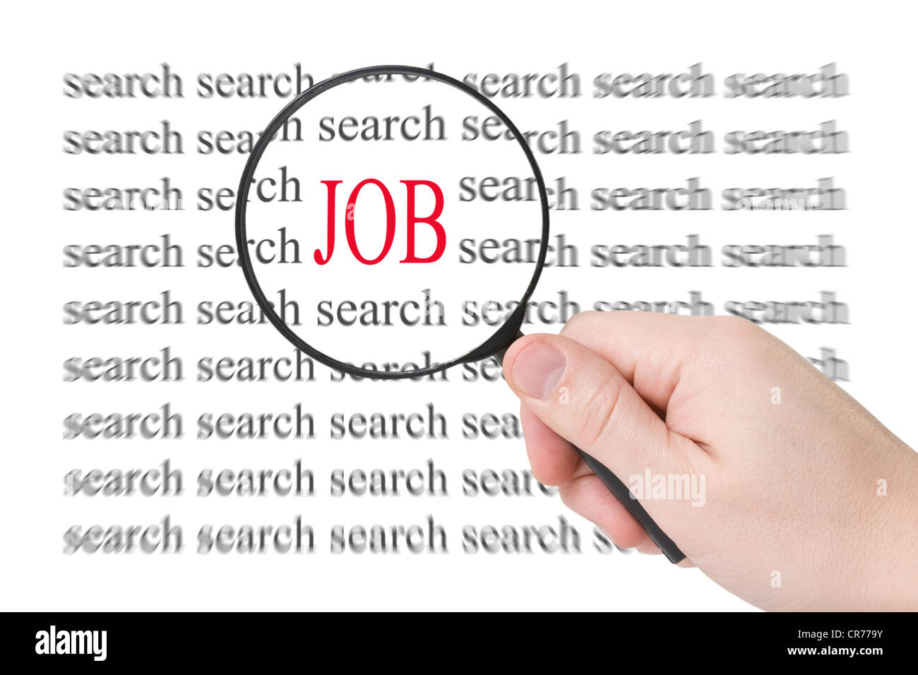 Magnifying glass in hand and word Job - business concept Stock Photo ...
