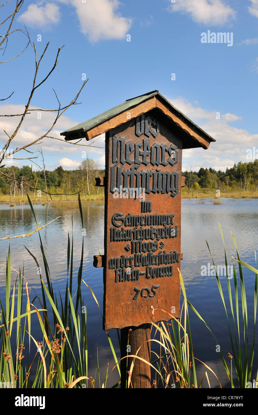 Sign at Schwenninger Moos Nature Reserve, source of the Neckar River ... Sign at Schwenninger Moos Nature Reserve, source of the Neckar River ...