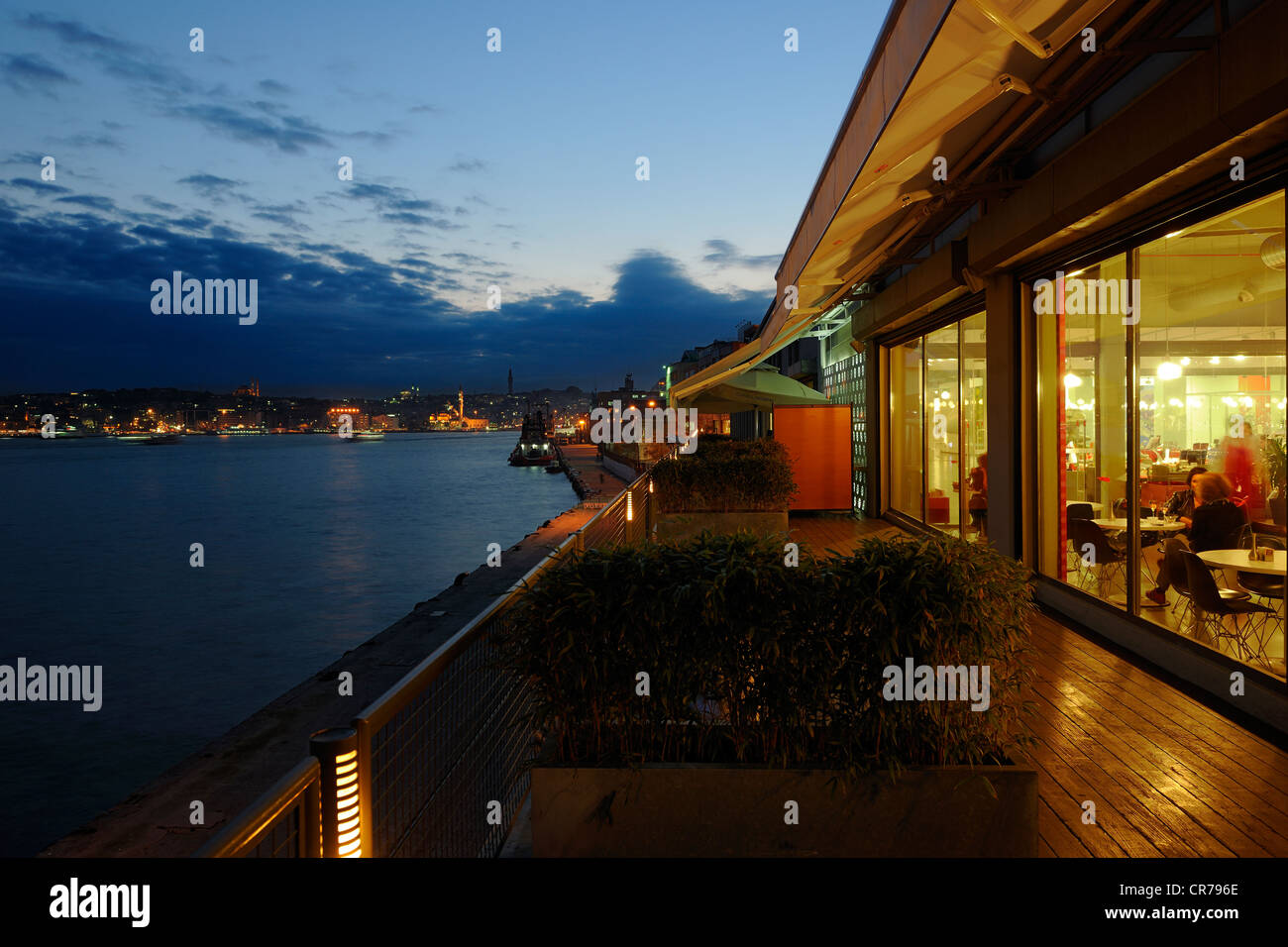 Turkey, Istanbul, Beyoglu, Karakoy District, terrace of the Modern Art ...