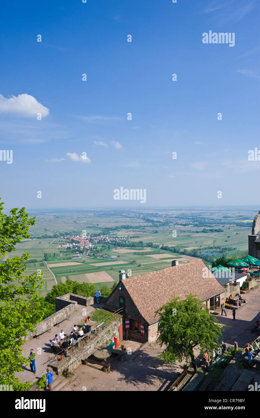 Madenburg castle ruins overlooking the Rhine valley, Eschbach, German ...