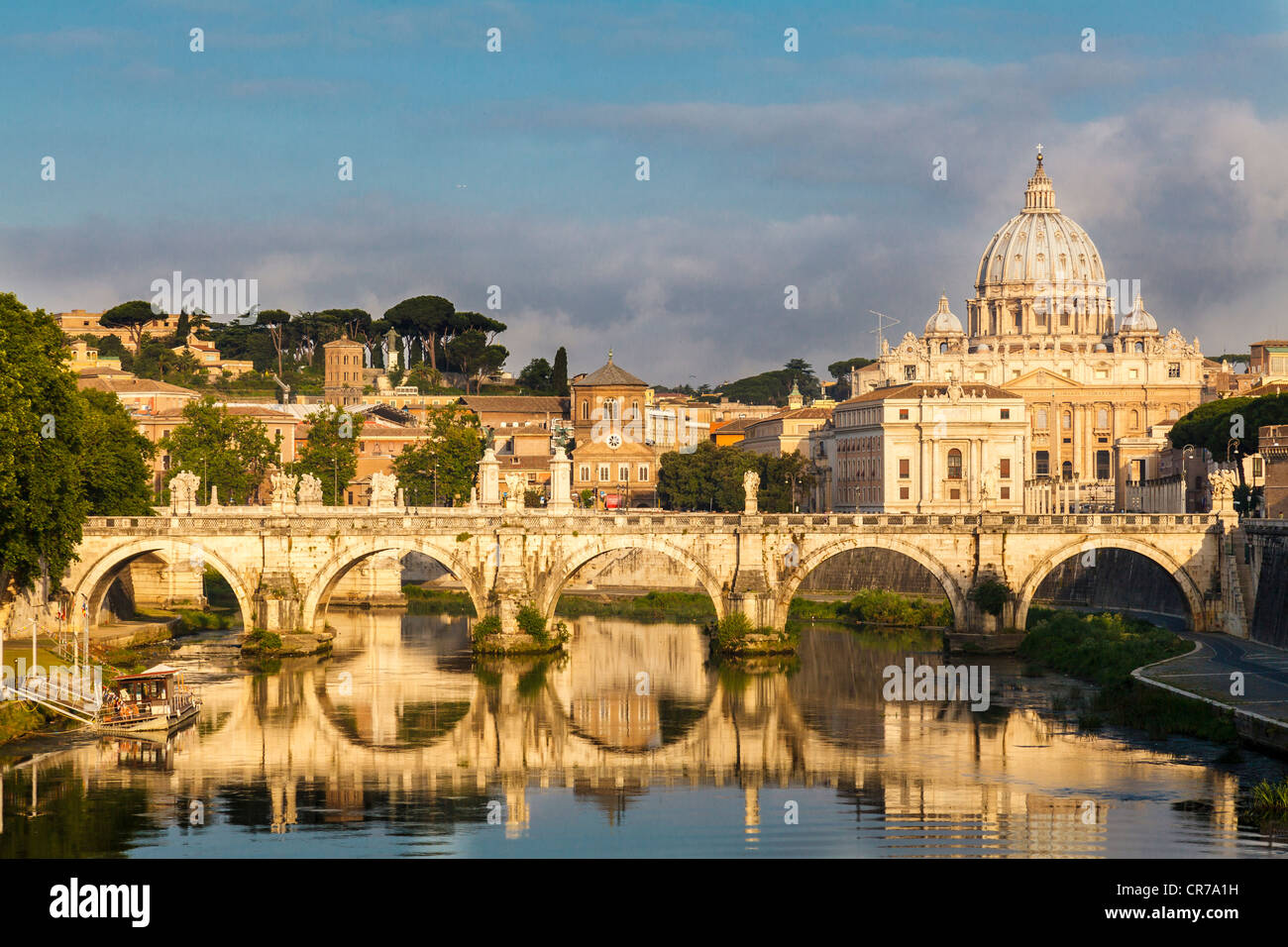 View on Saint Peter's Basilica in the Vatican with the Tiber river in ...