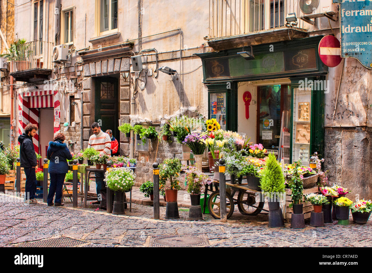 Flower stall, Naples, Italy Stock Photo - Alamy