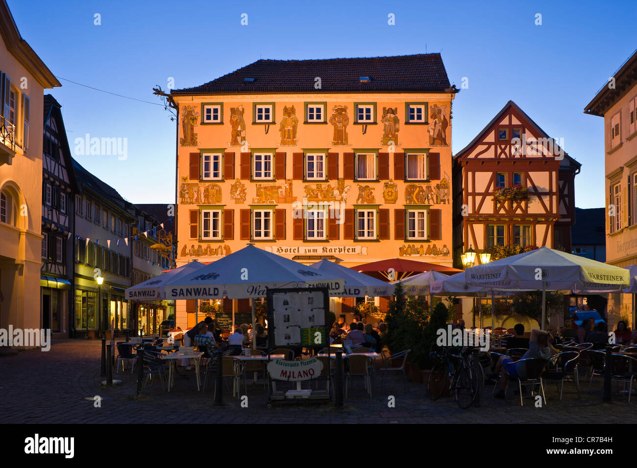 Am Alten Markt market square, Eberbach am Neckar, Baden-Wuerttemberg ...