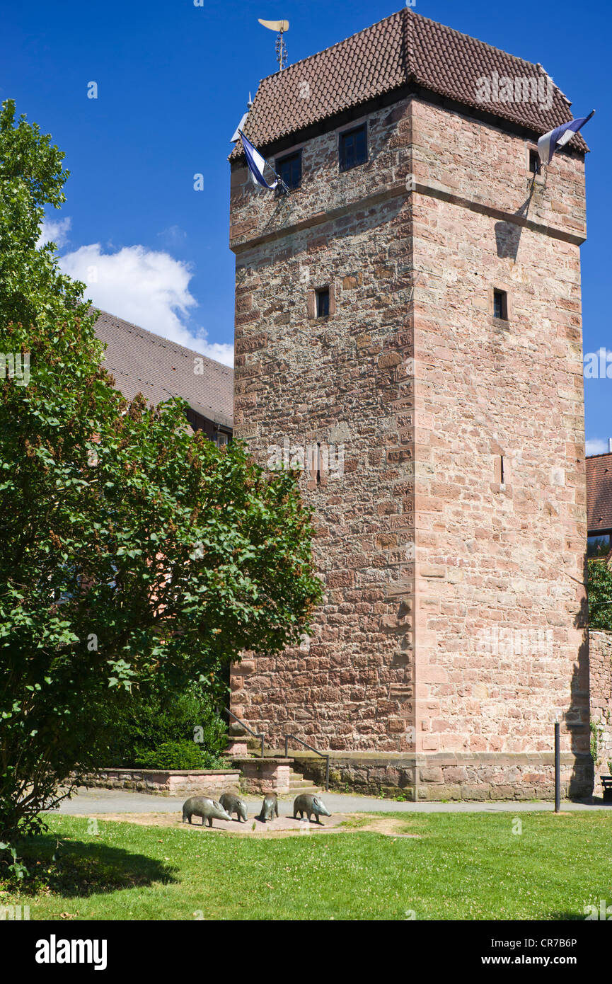 Powder Tower, Eberbach am Neckar, Baden-Wuerttemberg, Germany, Europe ...
