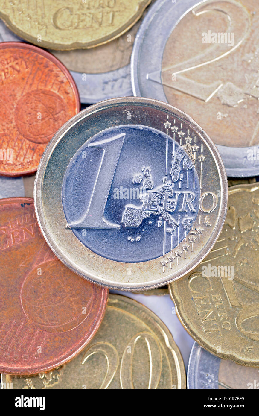 Euro coins, loose change, hard money Stock Photo - Alamy