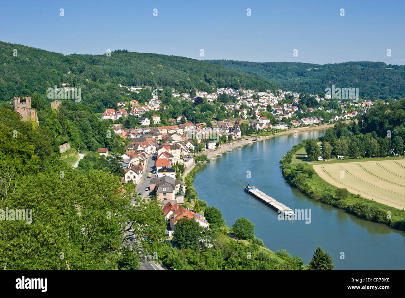 View from Hinterburg Castle, Neckarsteinach, Neckar Valley-Odenwald ...