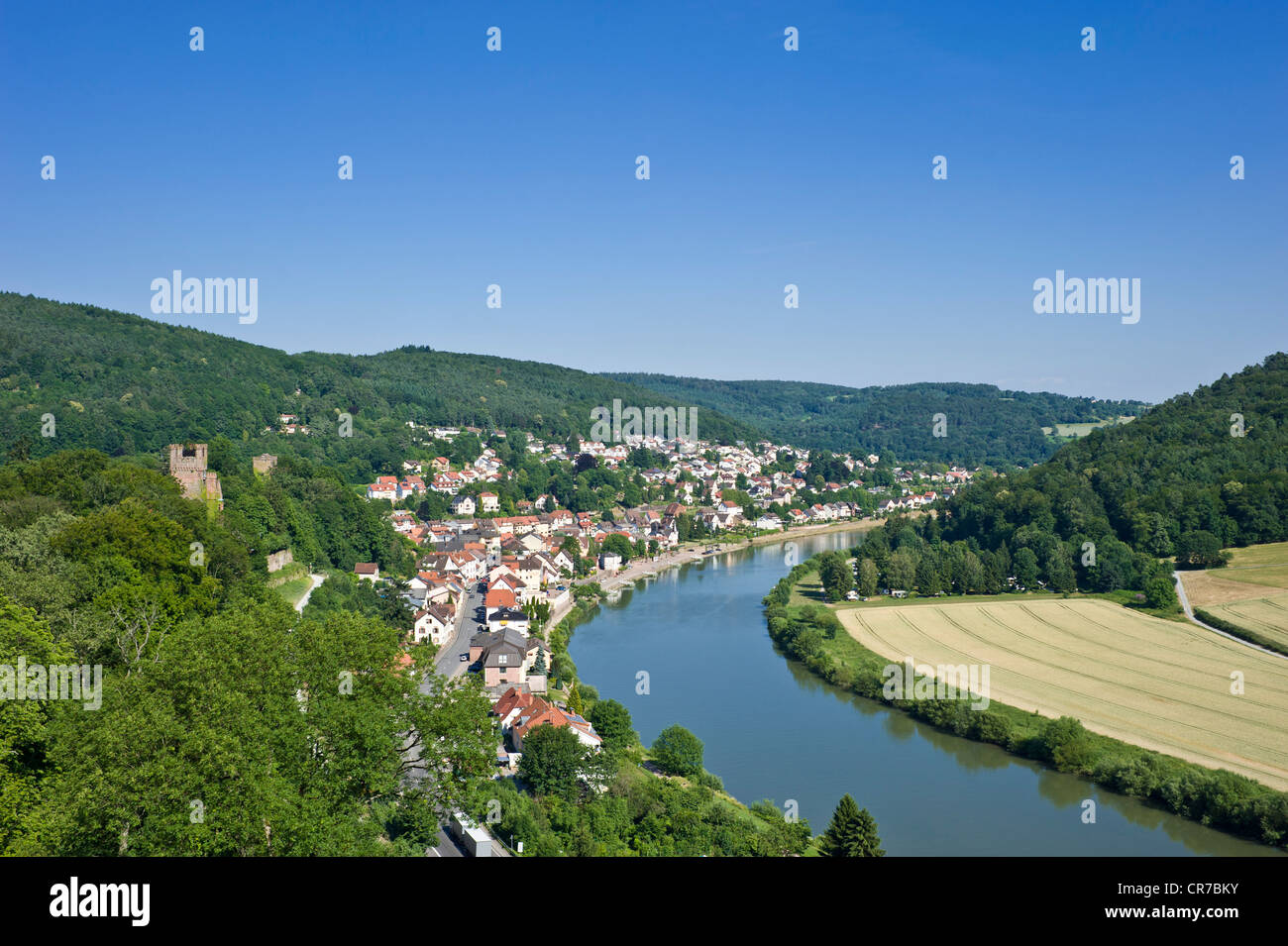 View from Hinterburg Castle, Neckarsteinach, Neckar Valley-Odenwald ...
