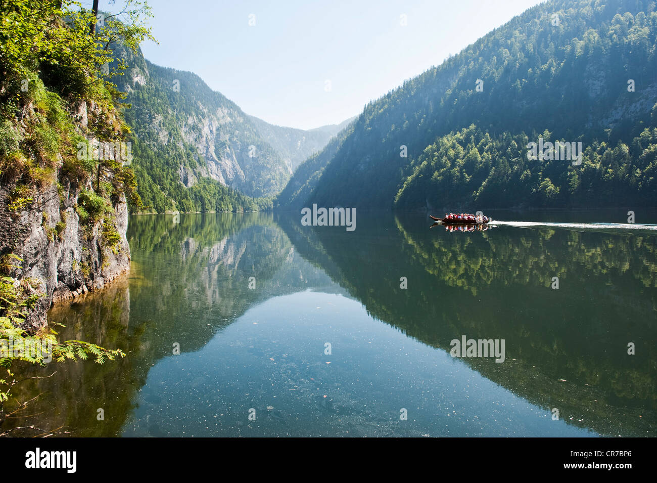 Austria, Styria, View of Lake Toplitzsee with mountain Stock Photo - Alamy
