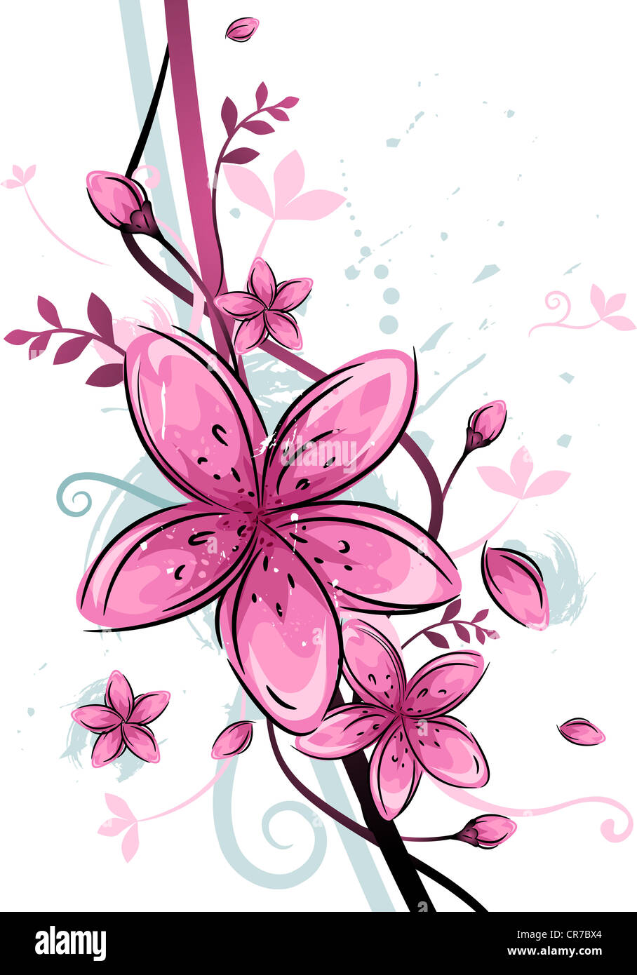 Illustration Featuring Pink Flower Stock Photo - Alamy