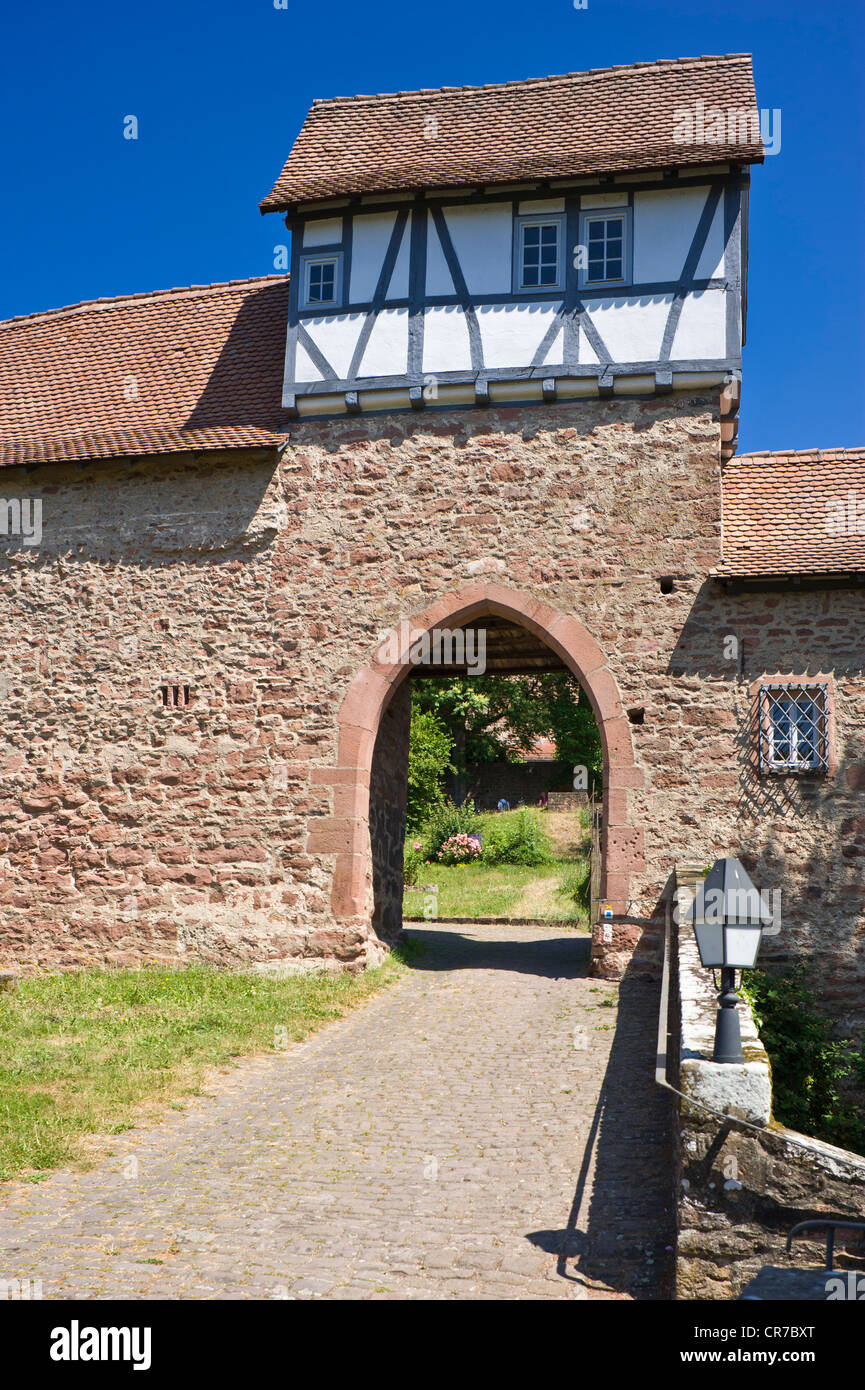 Castle gatehouse, Hirschhorn, Neckartal-Odenwald Nature Reserve, Hesse ...