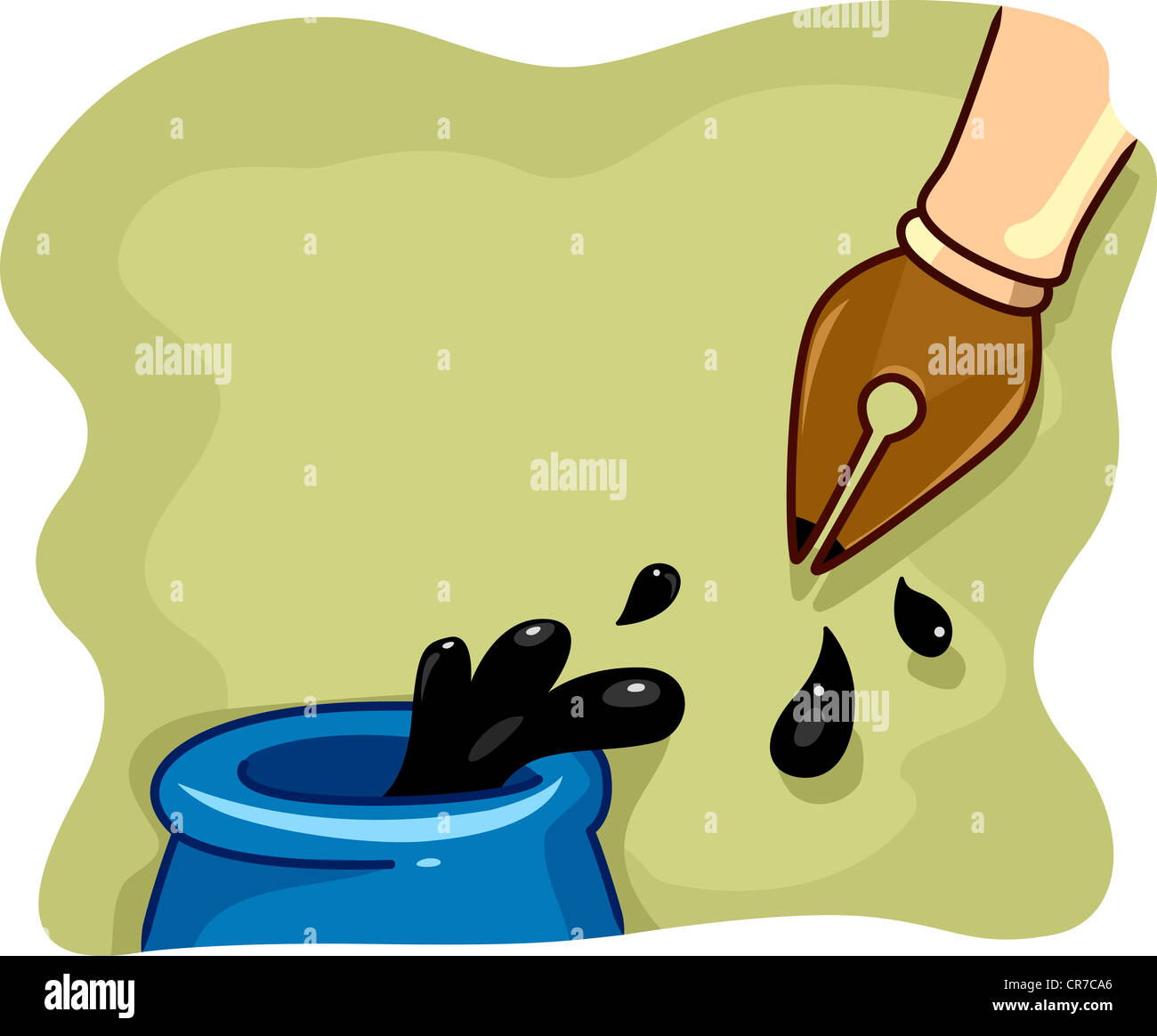 Illustration of a Fountain Pen Being Dipped in Ink Stock Photo - Alamy