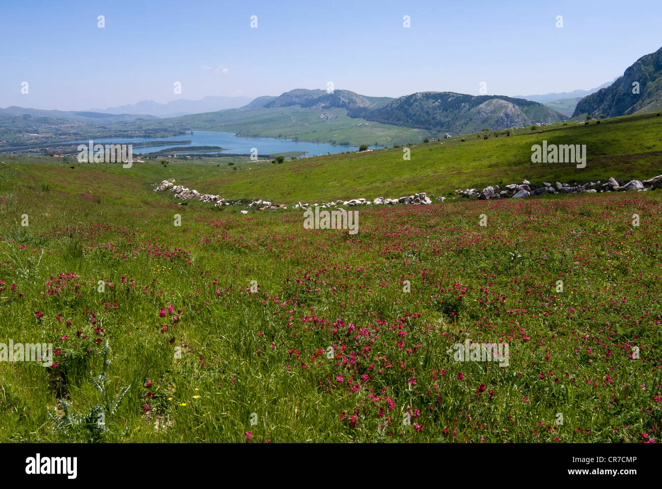 Italy, Sicily, Piana degli Albanesi, landscape and lake Piana degli ...