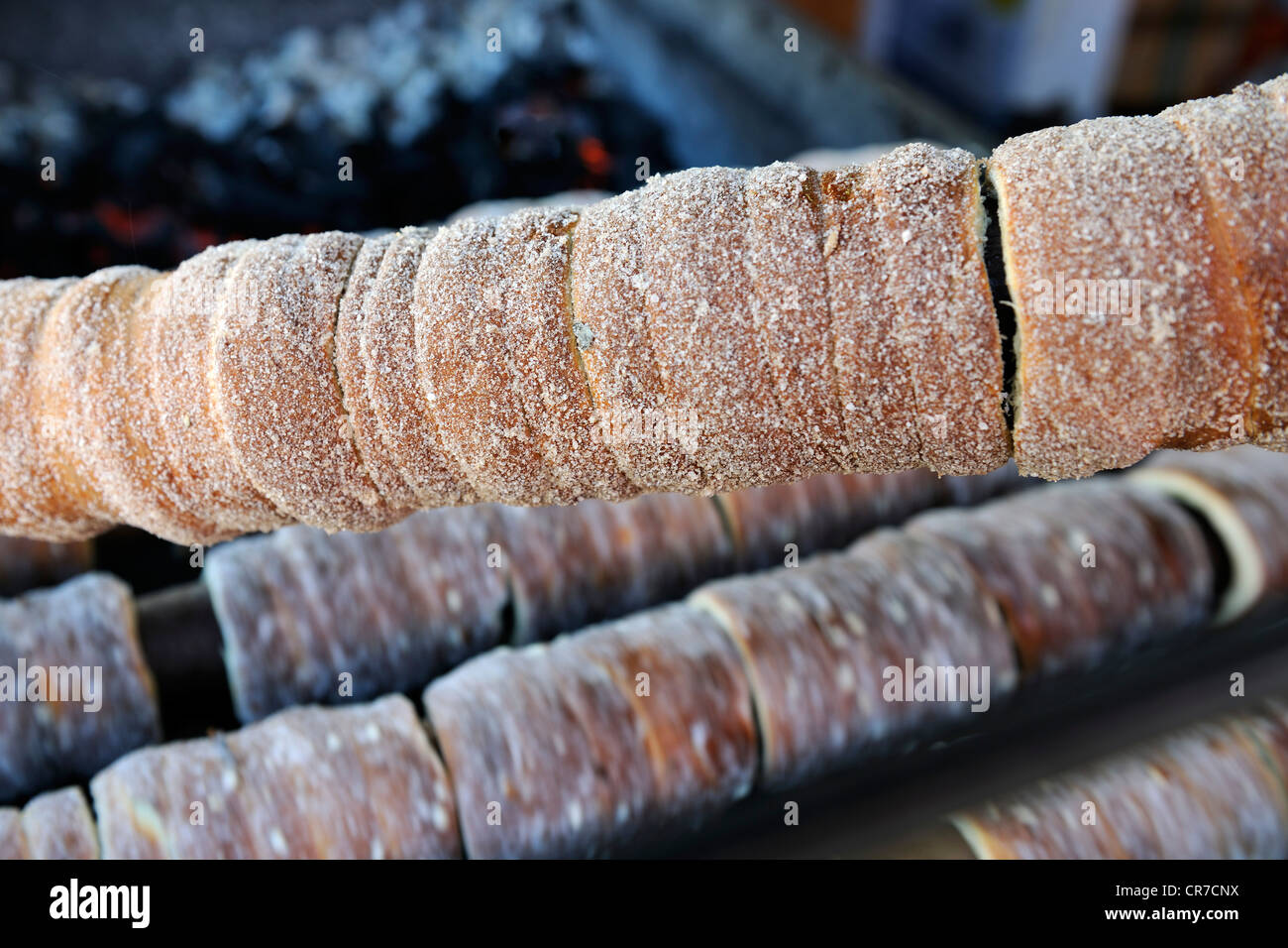 Trdelník, traditional sweet pastry, Prague, Bohemia, Czech Republic ...