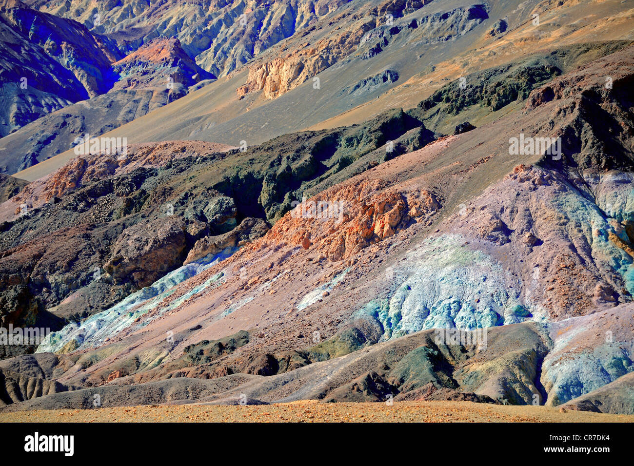Stones discolored by minerals at the Artist's Palette, Death Valley ...