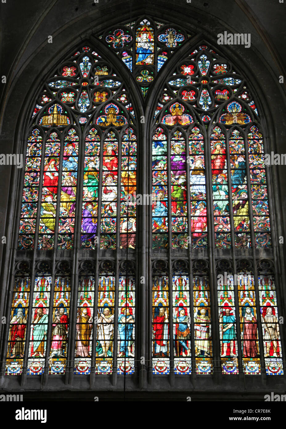 Belgium. Bruges. Stained glass windows in the cathedral Stock Photo - Alamy