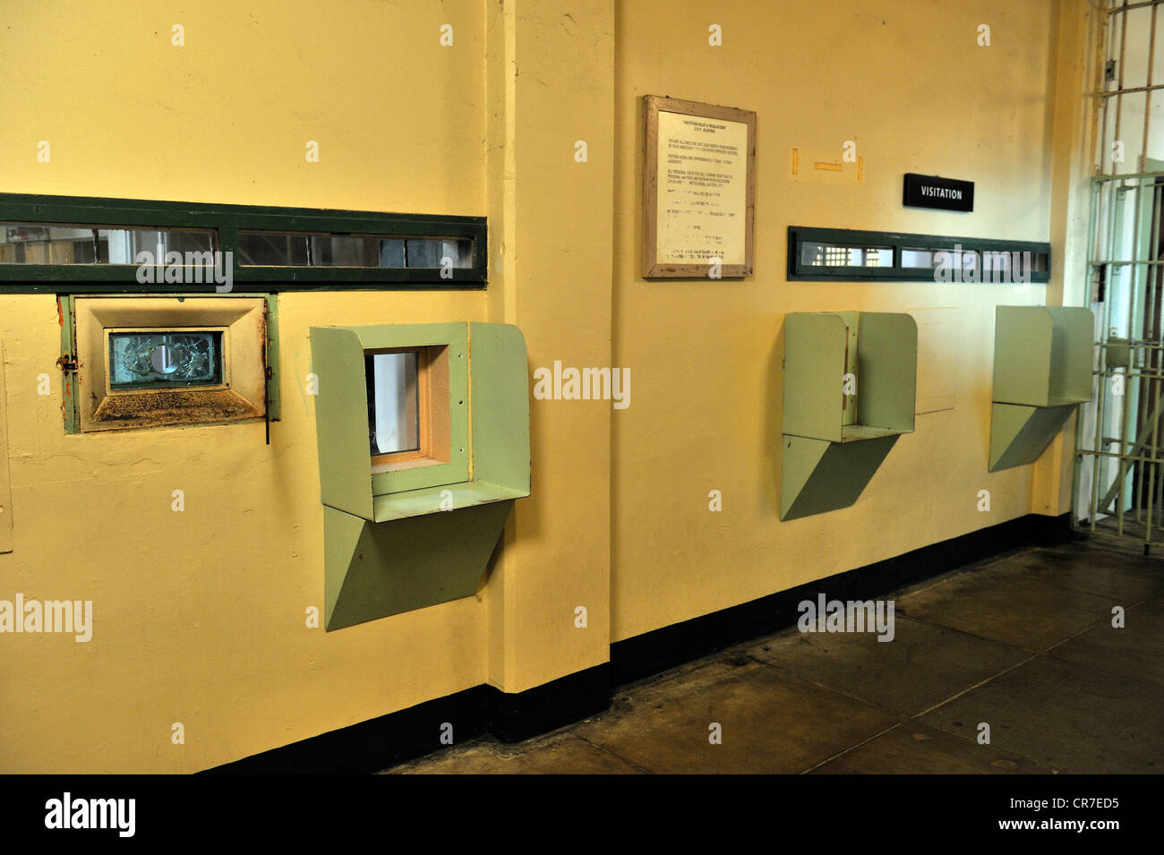 Intercom facility for prisoners and their visitors in prison, Alcatraz ...