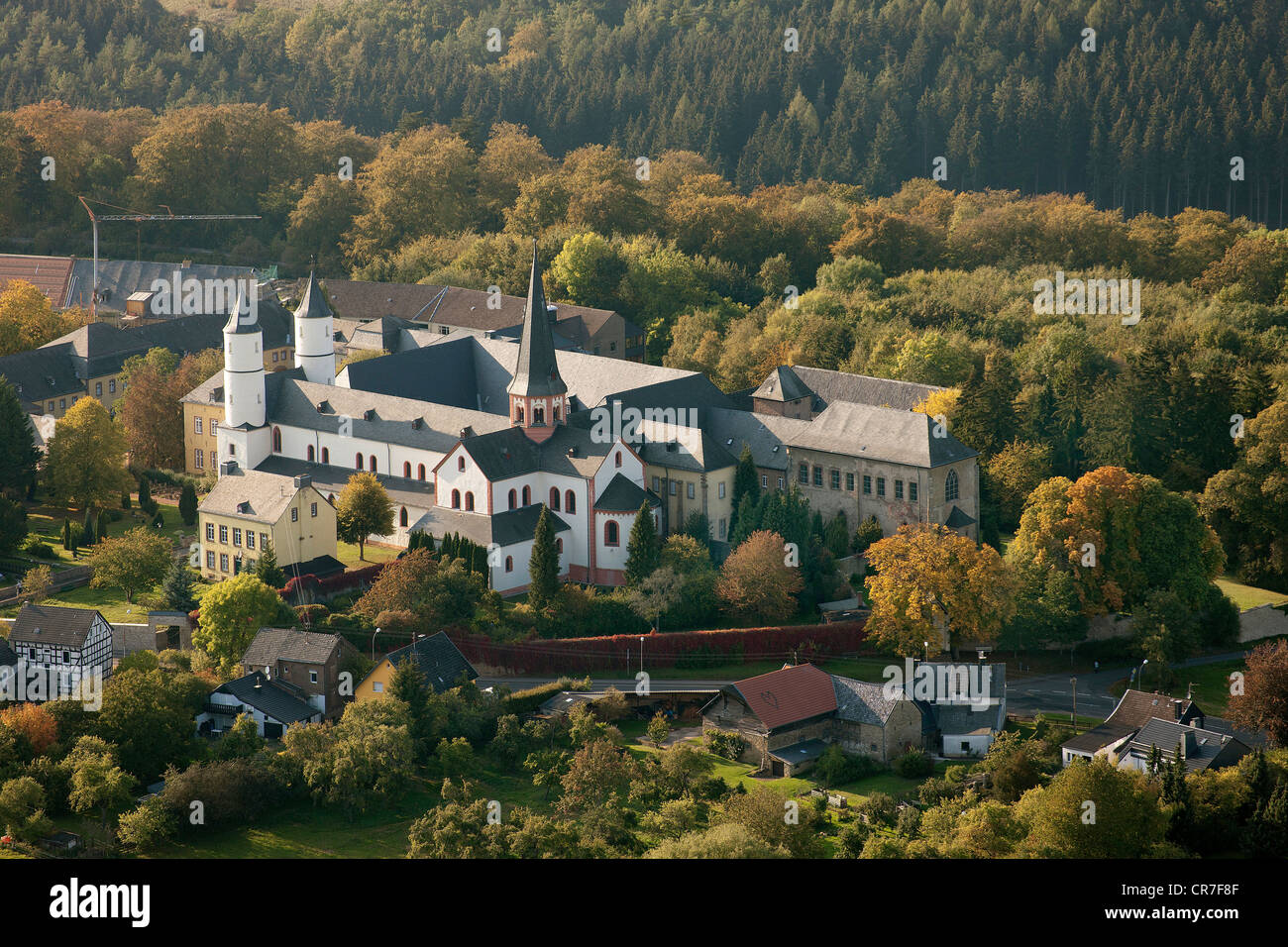 Aerial view, Steinfeld Abbey, Kall, Eifel mountain range, North Rhine ...