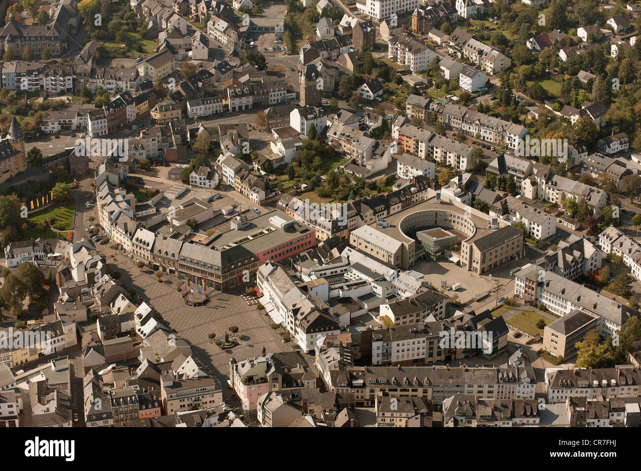 Aerial view, Genovevaburg castle, Mayen, Eifel mountain range ...