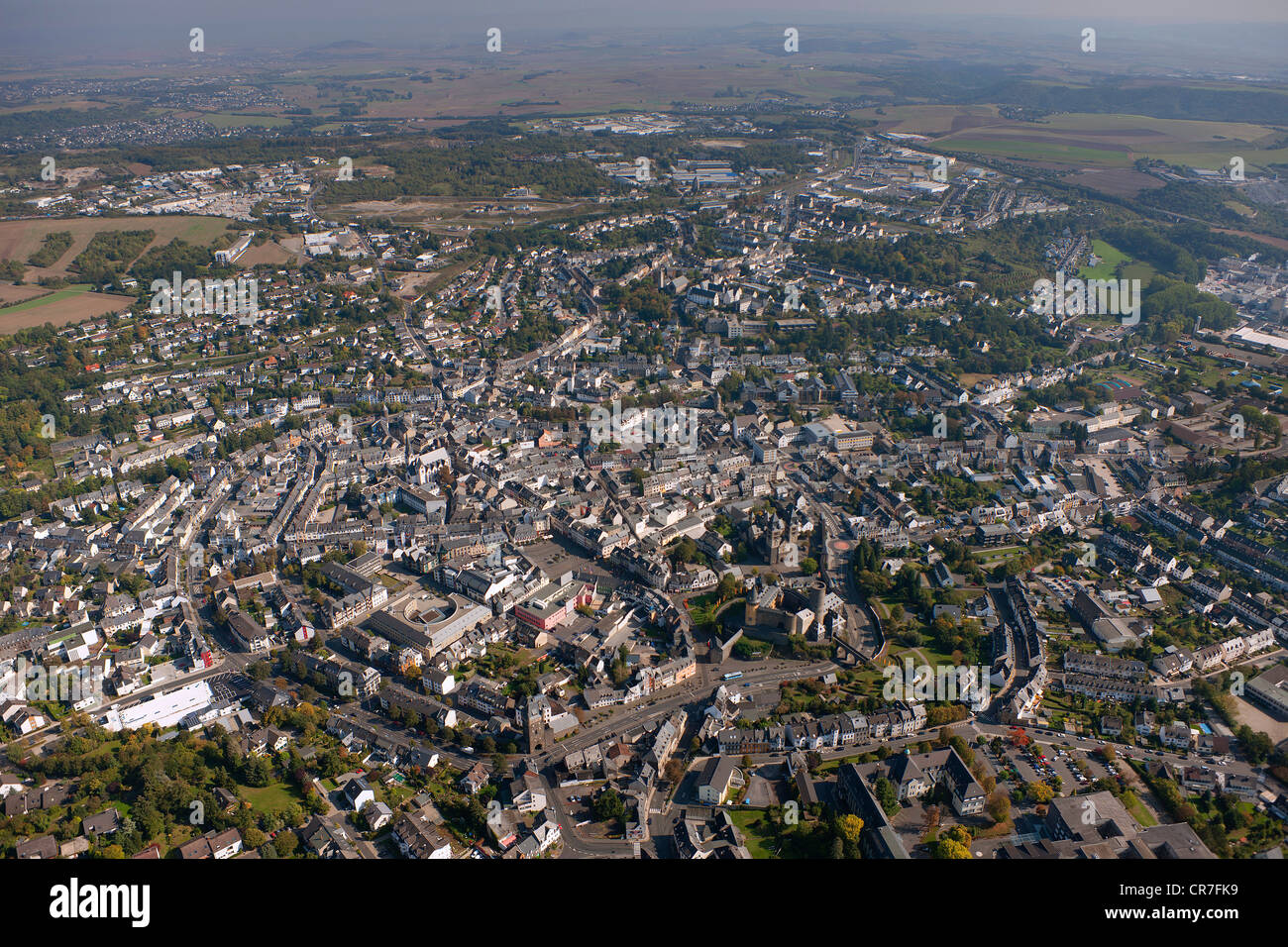Aerial view, Mayen, Eifel mountain range, Rhineland-Palatinate, Germany ...